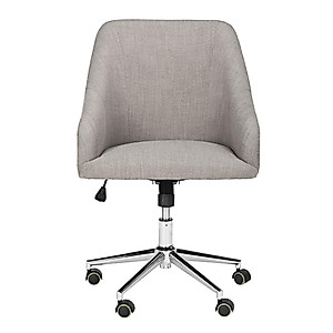 Safavieh Home Adrienne Grey Linen and Chrome Leg Tufted Swivel Office Chair