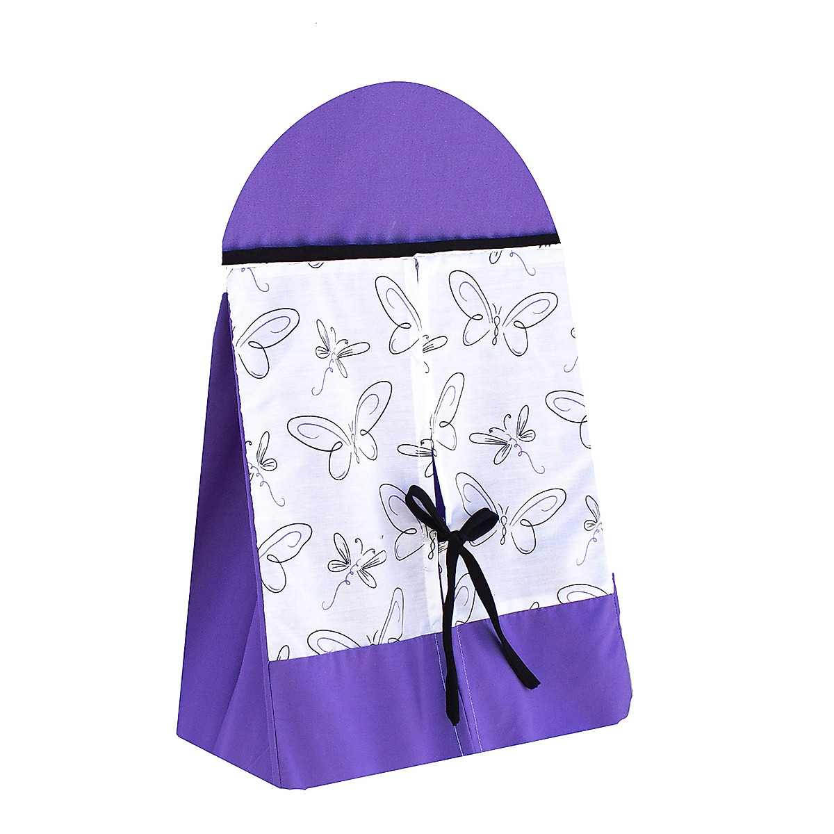 Pam Grace Creations Butterflies Diaper Stacker, Purple|Black|White