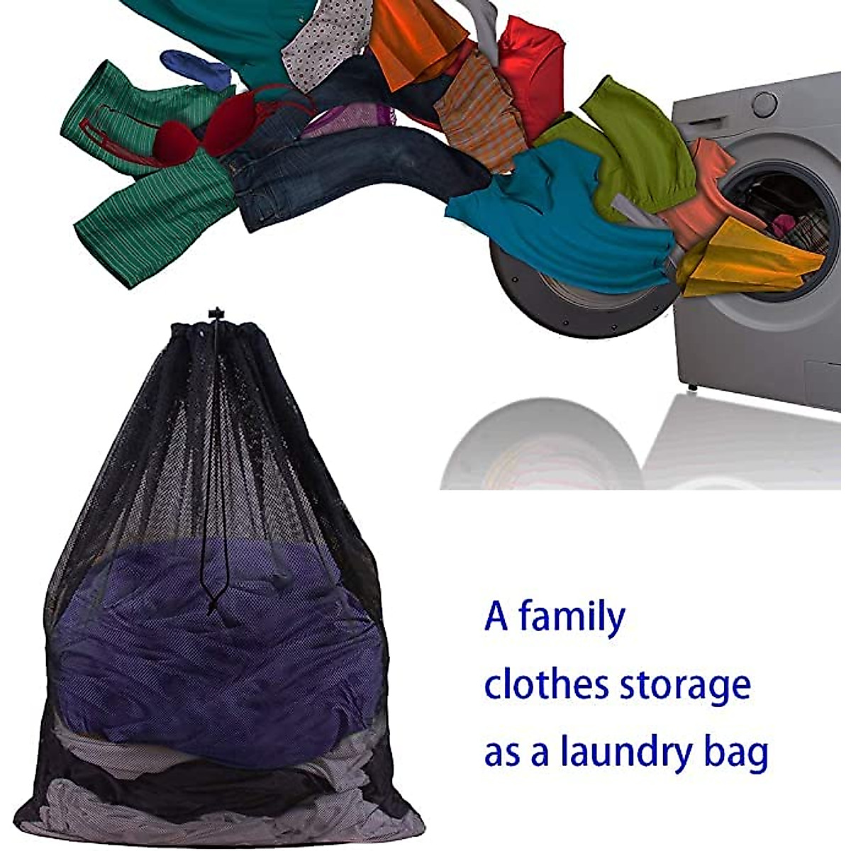 Heavy Duty Sports Ball Bag,Drawstring Mesh Ball Bags Extra Large Soccer Ball Bag Work for Coach, Basketball,Football, Volleyball,BaseBall and Swimming Gears with Adjustable Strap (Black)