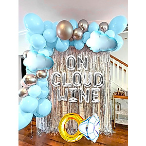 LaVenty On Cloud Wine Balloon Banner Bubbly Bar Banner Mimosa Bar Decorations Vino Bachelorette Party Bridal Shower
