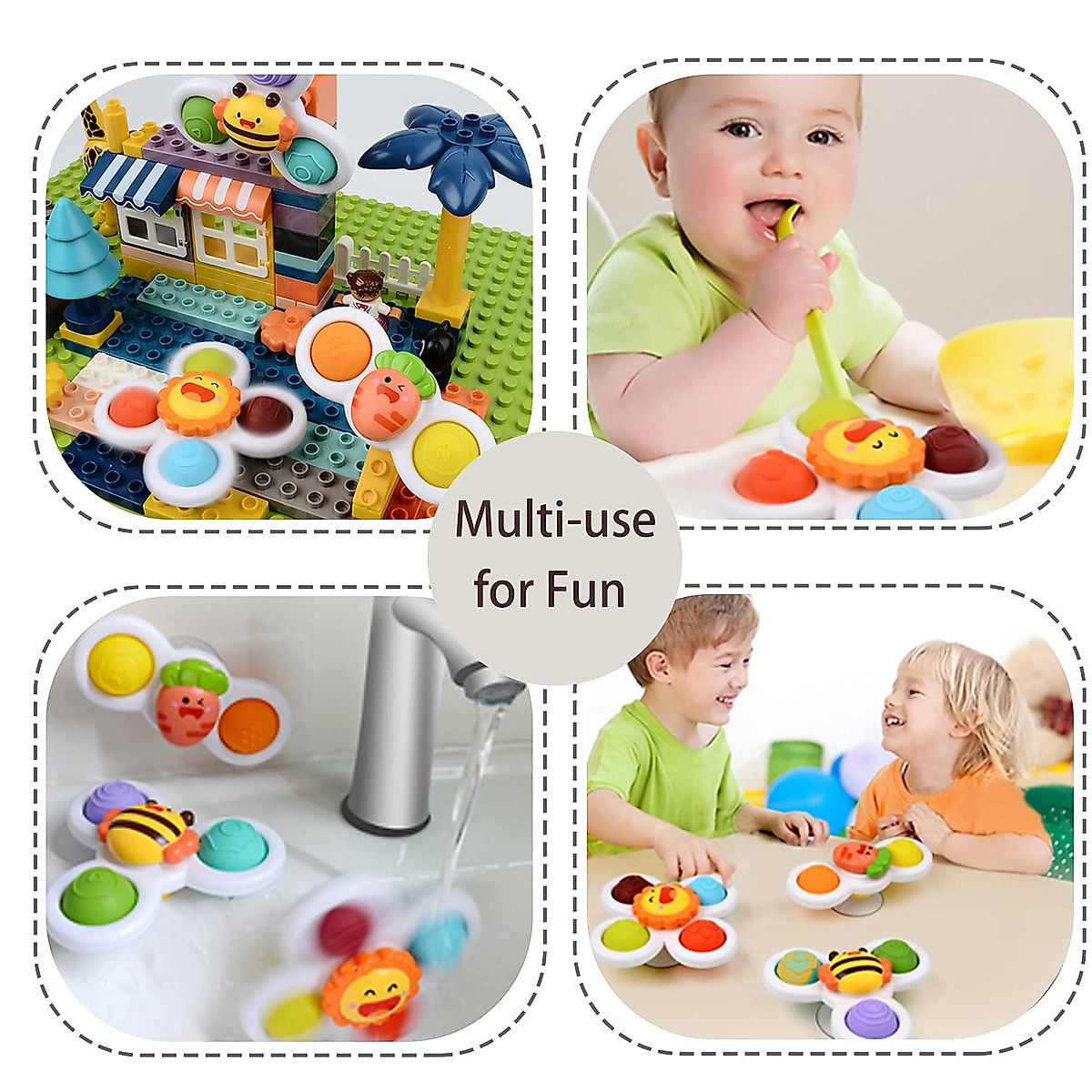 Suction Cup Spinner Infant Baby Toys 12-18 Months, Spinning Top Sensory Toys for Toddlers 1-3 Year Old, Fidget Dimple Toy for Babies, Christmas Birthday Gifts for 1 2 Year Old Boy & Girl Toys