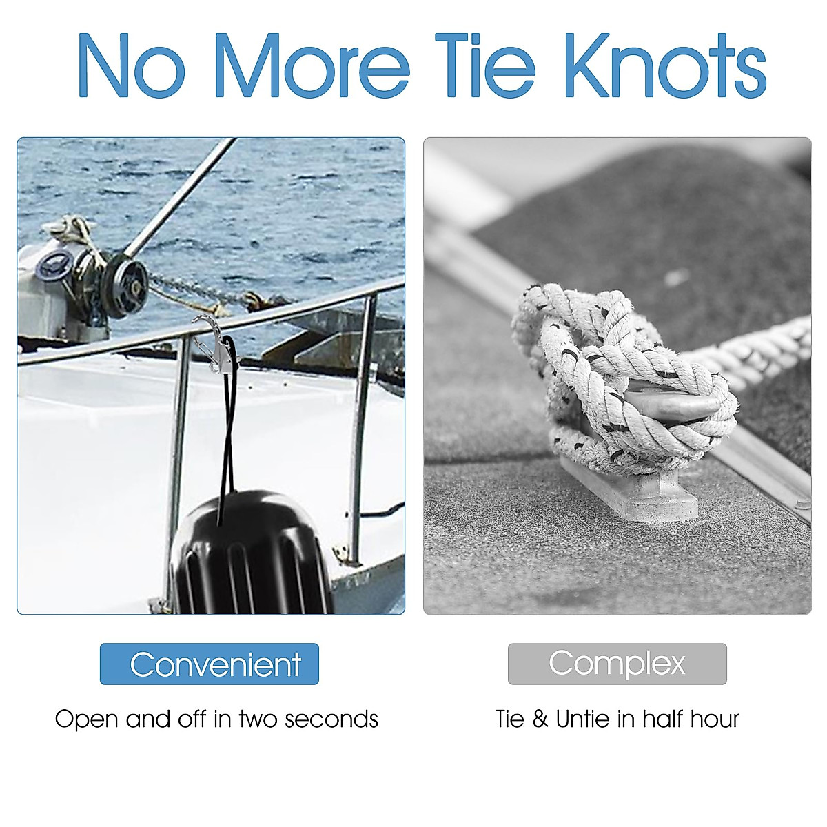 JYINCPED Stainless Steel Boat Fender Clips Quick Release Clips Boat Bumper Buoy Holders for Rail, Clamp on 3/8" – 5/8" Rope for Fastening Fender Lines, Ideal for Docking