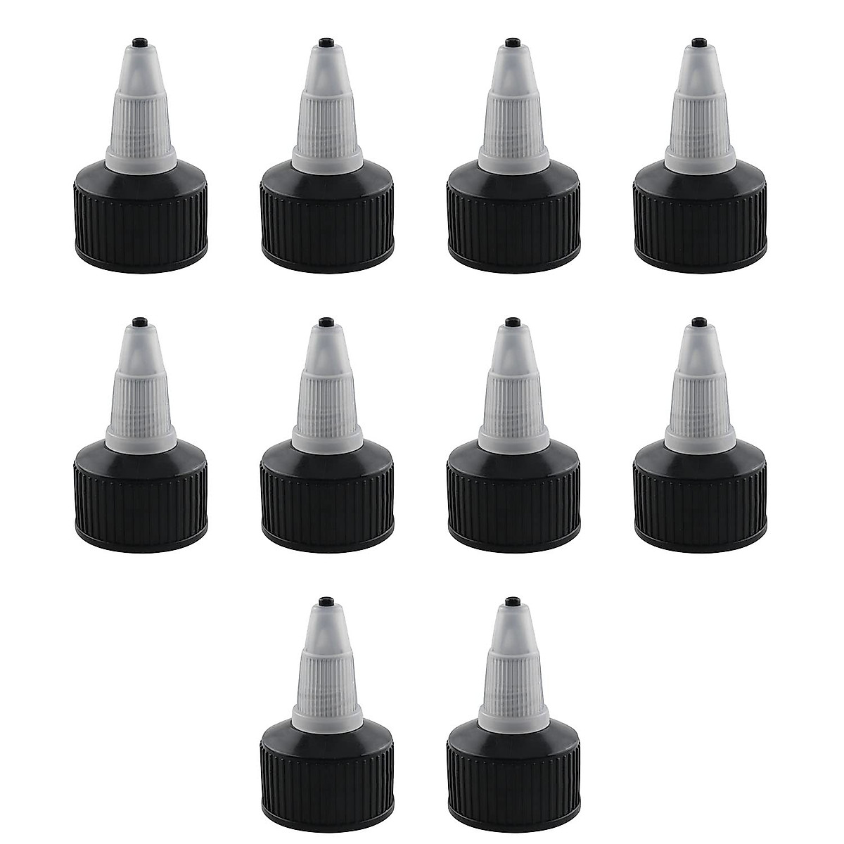 JCBIZ 10pcs Squeeze Bottle Cap 24 Tooth Black and Natural Twist Caps Replacement Caps for Squeeze Bottles Plastic Bottle Cap Twist Off Cap for PE/PET Bottle