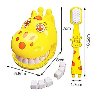 Early Education Brushing Toys, Children Role Play Toys Cute Giraffe Early Education Cartoon Tooth Brushing Toys Model Teaching Children Brushing Model for Kindergarten Kids Children