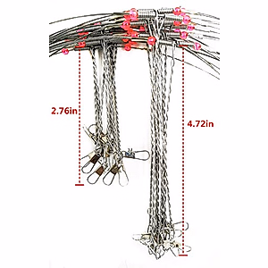 10pcs Fishing Wire Leader Saltwater Tackle Rig,70LB High-Strength Fishing Wire Gear Equipment for Lures Bait Hooks,Arms 1/2/3/4,Arm 2.76/4.72in Available (1 Arm, Arms Length-4.72inch)
