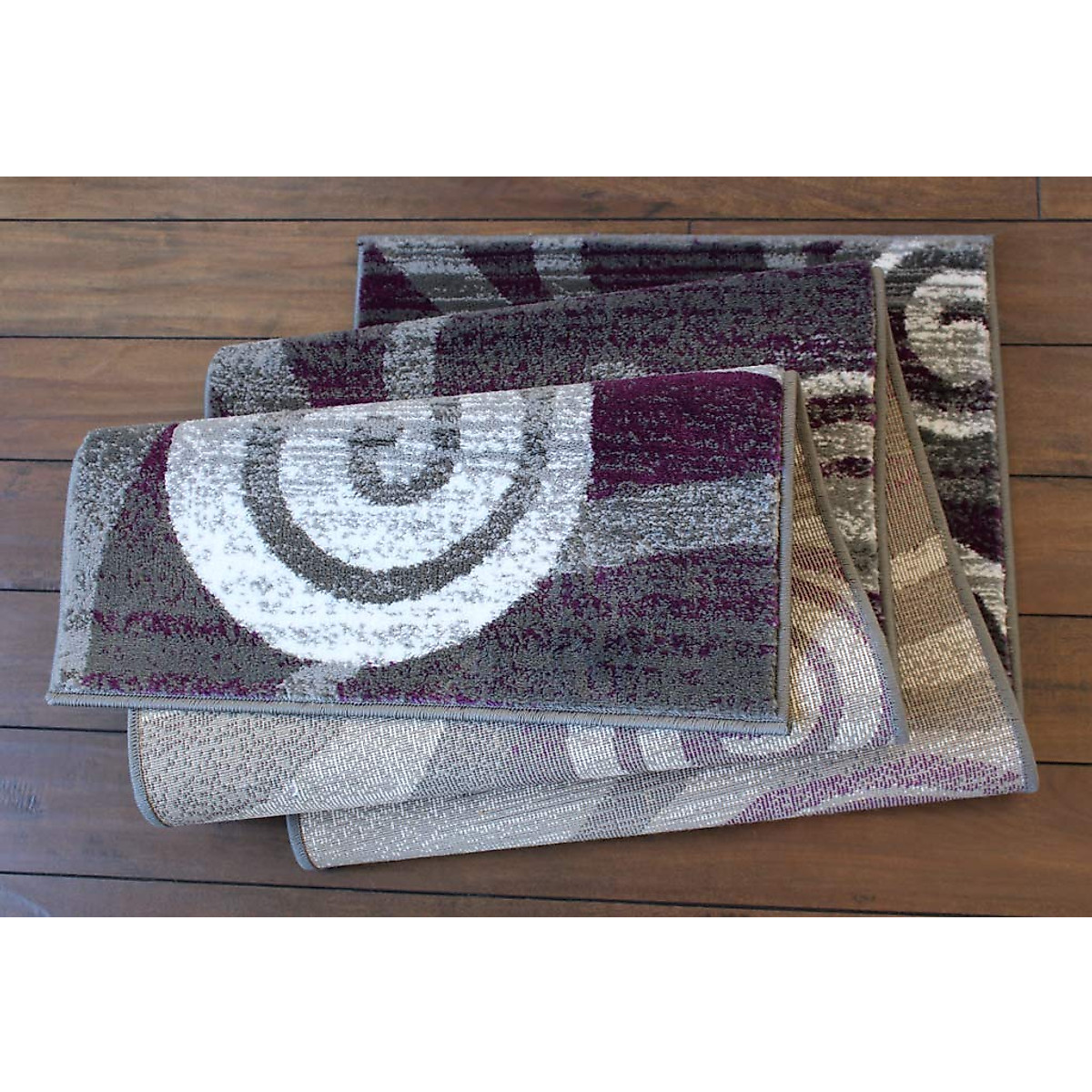 Masada Rugs, Stephanie Collection Area Rug Modern Contemporary Design 1103 Purple Grey White (2 Feet X 7 Feet 3 Inch) Runner