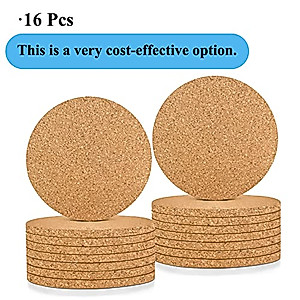 HILELIFE Cork Coasters for Drinks, Coaster Set of 16 Pcs with Box, 4 inches Wine Glass, Mug, Cup Coasters, Blank Cork Coasters for Crafts, Reusable Drink Coasters for Wooden Table Coffee Table