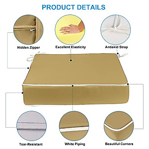 Detiblue Outdoor Chair Cushions, 20x20 Inches Patio Chair Cushions for Outdoor Furniture, Waterproof, Strap Fixation, Elastic Foam, Double Piping Edge Indoor Seat Cushions for Chair, Sofa