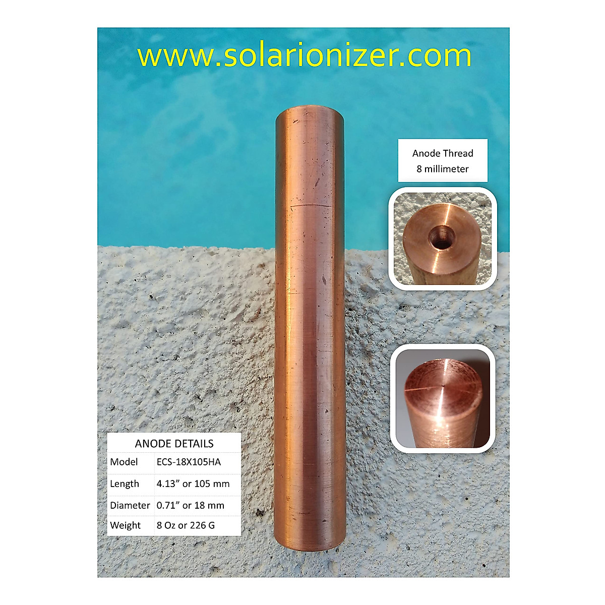 Original Solar Ionizer 14.0 Volts with LED On/Off | Ionization Power Equal to 3.5 Units of 7.0volts (98% of ionizers on Amazon) | No Wing-Screw Design uses Anode up to 95% | Effective 500-40,000 Gal