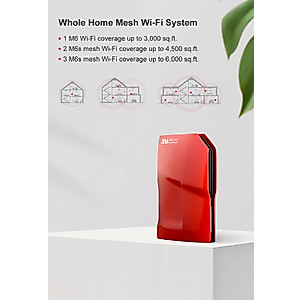 Mercku M6 Wi-Fi 6 Router for Wireless Internet Mesh Wi-Fi System 1 Pack up to 3,000 Sq.Ft. Can Add More Units to Form a Mesh Wi-Fi System, Dual-Band Gigabit Router, App Control, AX1800, Maroon Red