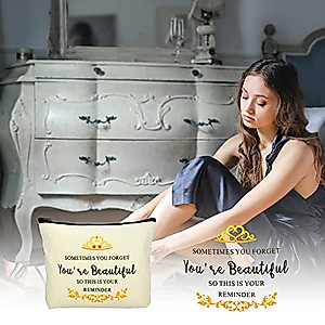 Inspirational Gifts for Women Christmas Gifts for Friends Mom Stocking Stuffers for Girlfriend Daughter Cute Birthday Anniversary Valentine Gifts for Wife Female You are Beautiful Makeup Cosmetic Bags