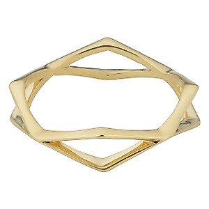 Kooljewelry 14k Yellow Gold Geometric Ring (size 8)