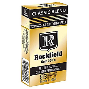 Tobacco Free Cigarette ALTERNATIVES - ROCKFIELD “Gold 100’S” - Tobacco Free - Nicotine Free - NITROSAMINE Free - Herbal Cigarette ALTERNATIVES