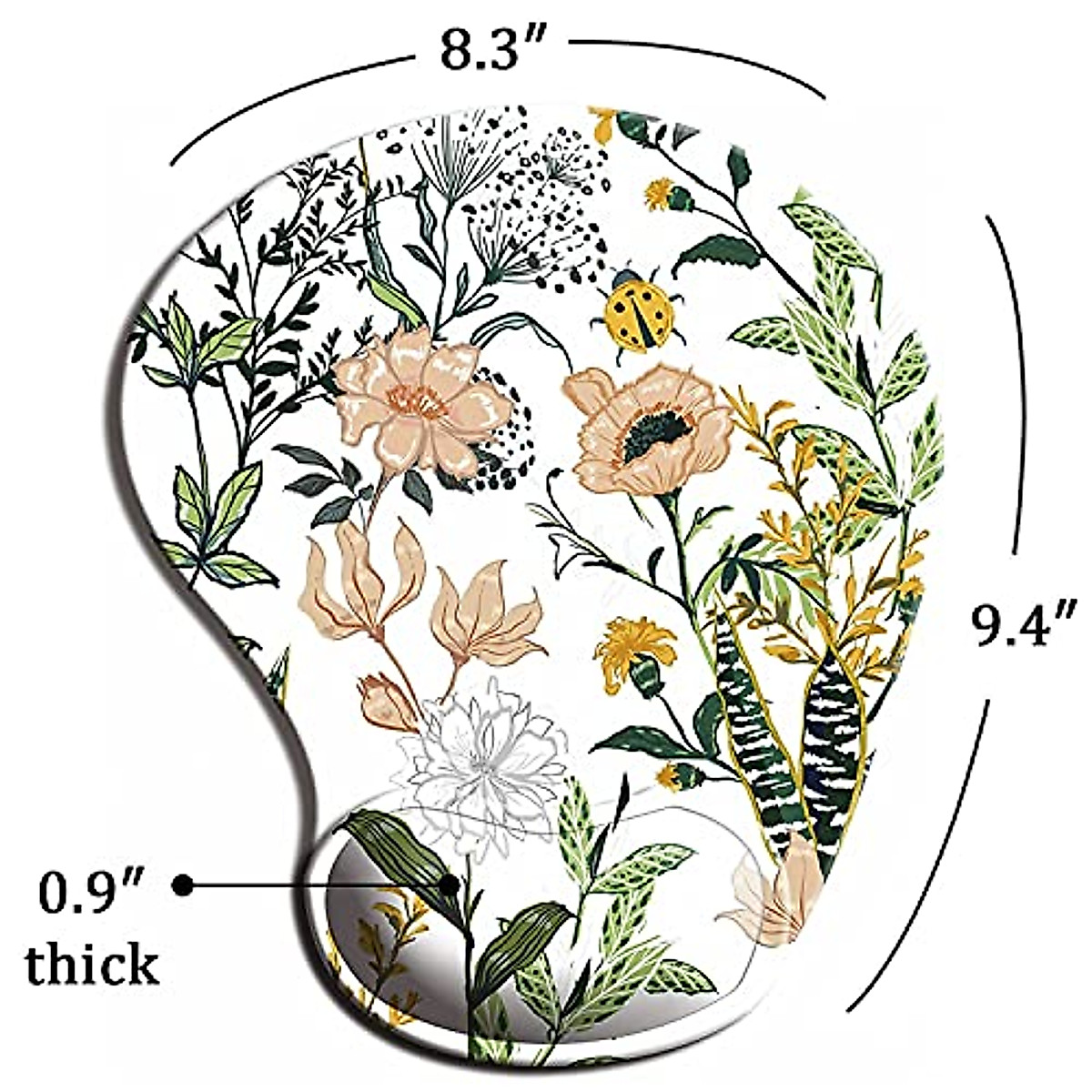 Dooke Ergonomic Mouse Pad with Wrist Support, Cute Mouse Pads with Non-Slip PU Base for Home Office Working Studying Easy Typing & Pain Relief Beautiful Floral