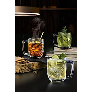 Barski Glass Mug - Mule - Designed - for Beer - Coffee - Tea - Latte - Cocktail - Beverage - Set of 4-14.2 Oz. - Made in Europe