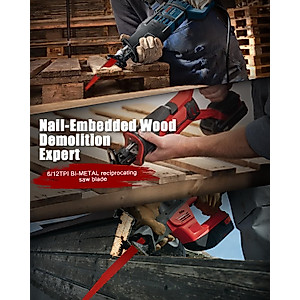 25 Pack 6 Inch 6/12 Tpi Reciprocating Saw Blades for Nail-Embedded Wood…