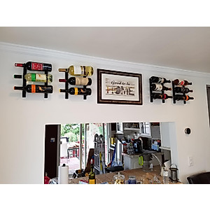 VintageView W Series (1 Ft) - 3 Bottle Metal Wall Mounted Wine Rack (Satin Black) Stylish Modern Wine Storage with Label Forward Design