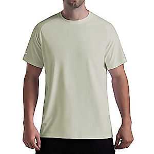 Men's Cooling Ice Silk Running Shirts Quick Dry Short Sleeve Athletic Gym T-Shirts UPF 50+ Outdoor Workout Tshirts Light Green