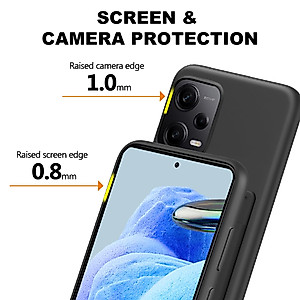 Kaotengwo for Redmi Note 12 Pro/Poco X5 Pro 5G Phone Case with Tempered Glass Screen Protector, Card Holder with Ring Stand case for Note 12 Pro/Poco X5 Pro Cover - Black
