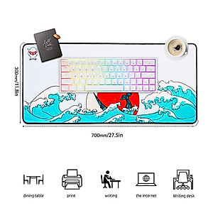 Womier Large Mouse Pad, Coral Sea Gaming Mouse Pad, Waterproof Big Desk Pads 27.6 x 11.8 Inches, Non-Slip Rubber Table Mat for Office Laptop PC Gamer, Kanagawa Surfing MousePads