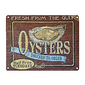 TIN Sign Fresh Oysters Louisiana New Orleans Gulf Kitchen Rustic Wall Decor Plaque Poster for Cafe Bar Pub Beer Wall Decor Art Tin Sign Group Therapy Practiced Here Vintage Metal Tin