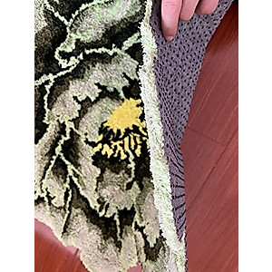 Wedding Gift Green Peony Flowers Shape Round Area Rugs Polyester Rug for Bedroom/Kitchen/Bathroom Indoor Floor Mat Living Room Carpet Soft Fluffy Plush Anti-Skid Washable Doormat 23.6" X 23.6"