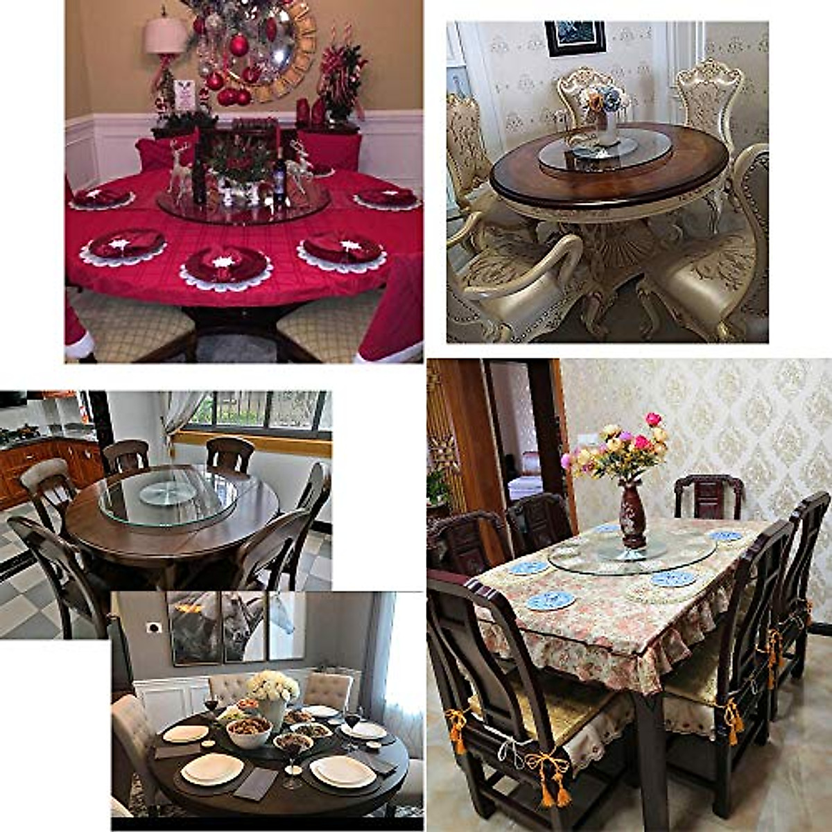 Large Lazy for Susan Dining Table - Smooth Swivel Glass Turntable with Aluminum Alloy Bearing - Perfect for Kitchen - 180° Rotation(Diameter: 80cm)