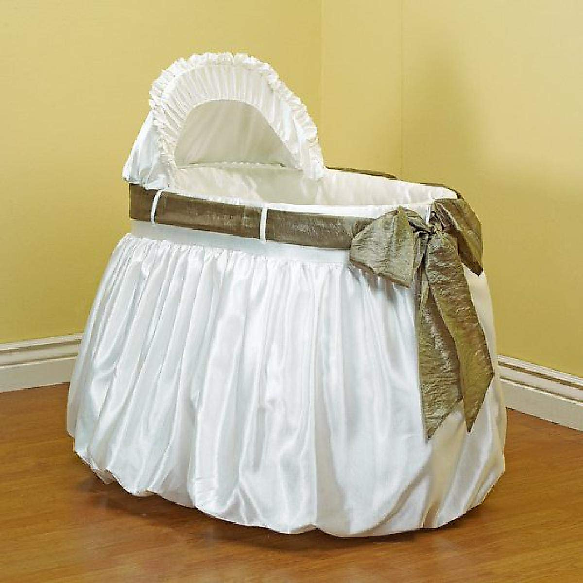 Baby Doll Bedding Shantung Bubble and Crushed Belt Bassinet Bedding, Sage