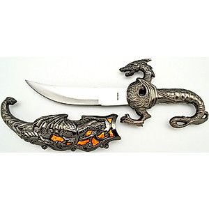 10" Dragon Fantasy Sword Dagger Stainless Steel Fixed Blade Knife Gothic Collectible Gold
