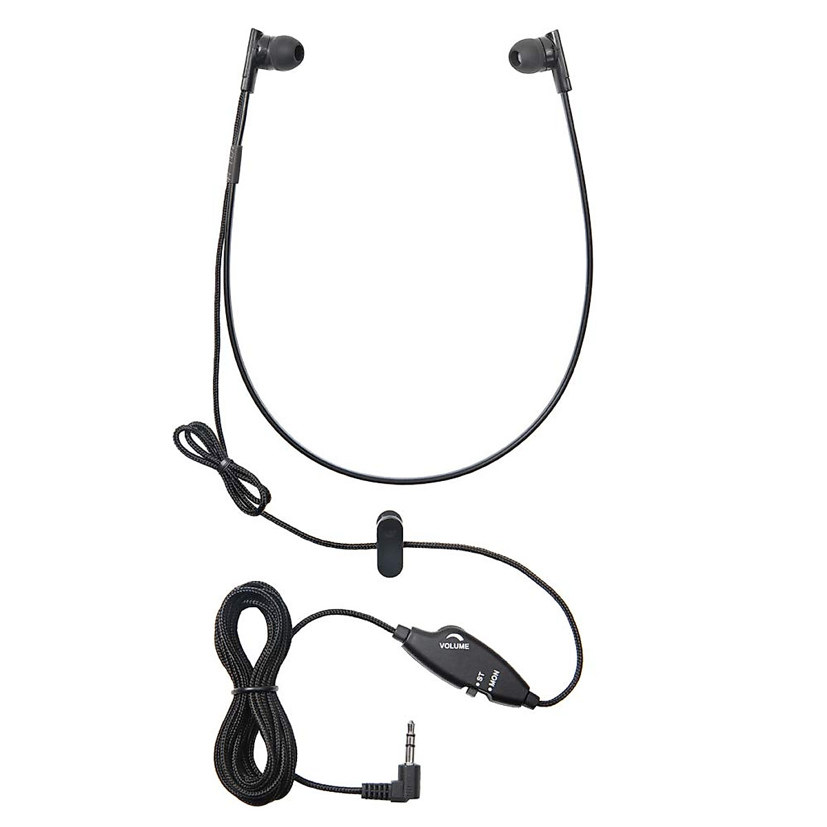 ECS Wordsleuth Under Chin in-Ear Audio Transcription Headphones, 10 Foot 3.5mm Jack, Noise Cancelling, Silicone Ear Phones with in-line Volume Control