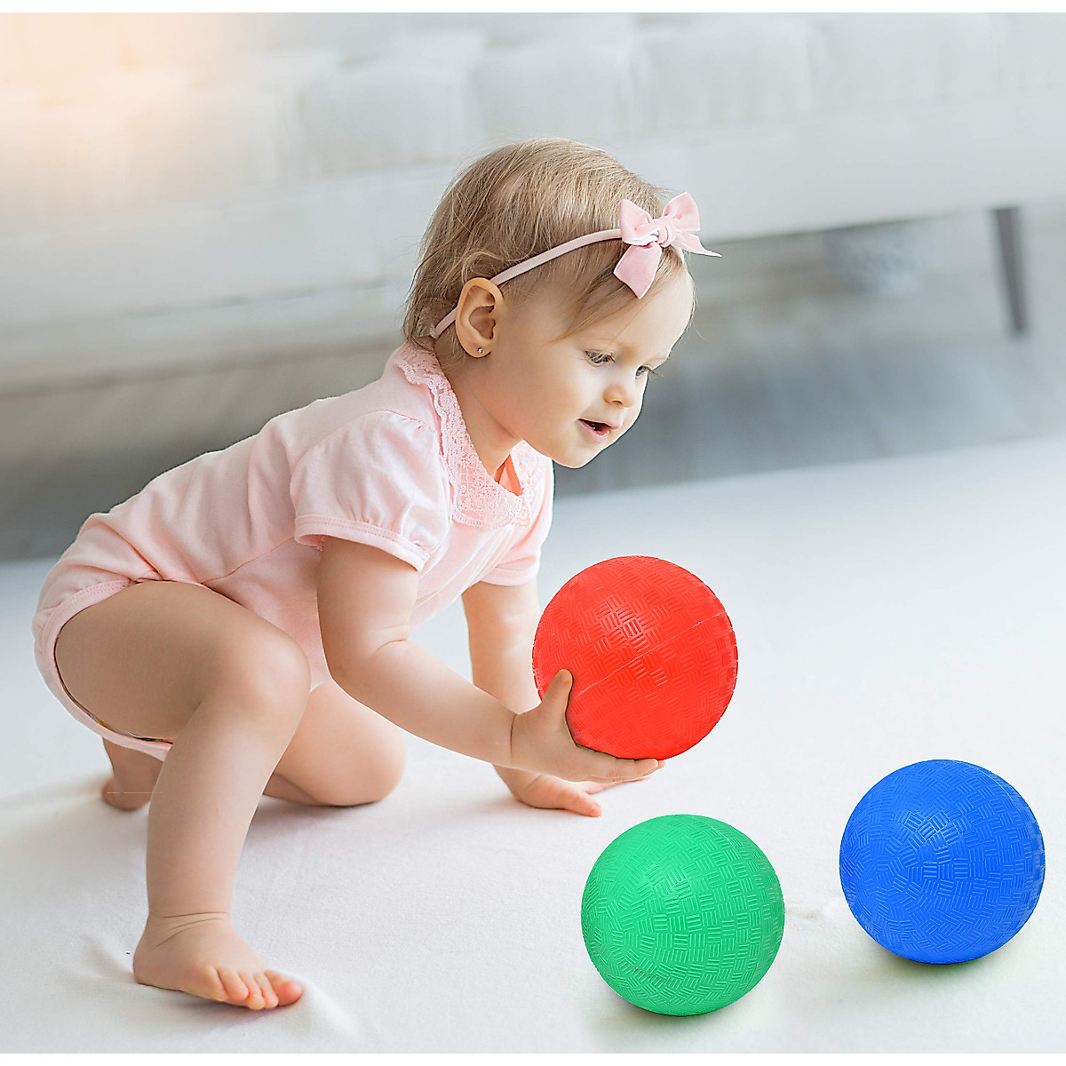 5 Inch Playground Balls, Set of 3 Mini Sports Balls for Soft Play, Rubber Dodge Balls for Indoor and Outdoor Use, Inflated Bouncy Easy Grip for Kids and Toddlers