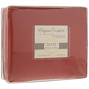 Elegant Comfort ® 1500 Thread Count - Wrinkle Resistant - Egyptian Quality 3pc Duvet Cover Set, Solid, King/Cal-King, Rust