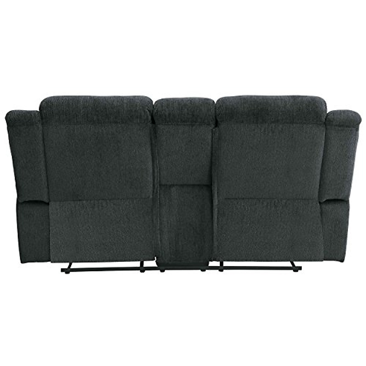 Homelegance Nutmeg Upholstered Double Reclining Loveseat with Console, Charcoal Gray