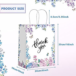 Thinkday 30 Pieces Thank You Paper Bags With Handles Floral Shopping Bags Party Favor Bags for Business Boutique Wedding Birthday Baby Shower Party Favors, 10 x 8 x 4 Inch