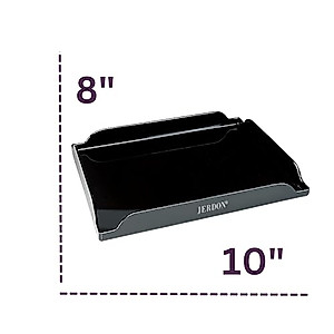Jerdon Black Coffee Maker Tray - 8" by 10" Plastic Tray for Countertop Organization - Raised Edges Designed to Hold Spilled Liquid & Containers - Great for Kitchens or Bathroom Vanity - CMT10B