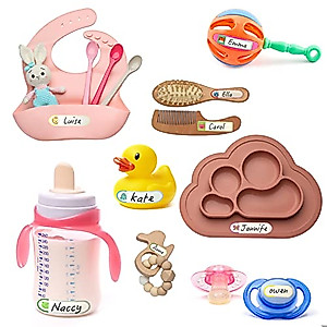 64pcs Baby Bottle Labels for Daycare Waterproof Name Stickers for Kids Toddlers Nursery Daycare Essentials Self-Laminating Write-on Name Labels Personalized