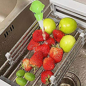 CARNAVAL Retractable Stainless Steel Sink Strainer Drain, Telescopic Drain Basket with Adjustable Armrest, Kitchen Rack Drain Basket, Over The Sink Dish Drying Rack.