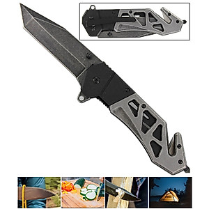 Death Siege Hunting Emergency Tanto Open Folding Pocket Knife Outdoor Survival Hunting Knife for Camping by Survival Steel