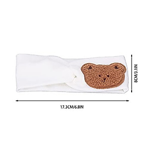 Baby Girls Headbands, Infant Headbands Cute Cartoon Bear Cotton Allmatch for Daily Home Photography (White)