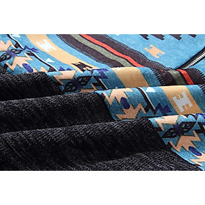 Voopptaw Womens Floral Print Casual Pullovers 1/4 Zipper Stand Collar Sweatshirts Tops with Pockets (Blue, X-Large)