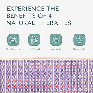 Healthyline Advanced Infrared Heating Pad - Amethyst, Tourmaline and Jade Gemstones - Heated Mat with LED Red Lights, Negative Ions and Hot Crushed Stones (Full Pro 74" x 28")