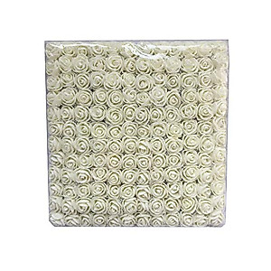 Charmly Mini Fake Rose Flower Heads 144pcs Little Artificial Roses DIY Flowers Accessories Home Wedding Party Craft Art Decor Bottom add Gauze Milk White