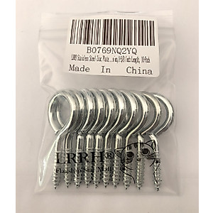 LRRH 4277 Stainless Steel Diameter #8 Screw Eyes, Lag Thread, 1/2-Inch Eye Inner Dimension,1-5/8 inch Length, 10-Pack