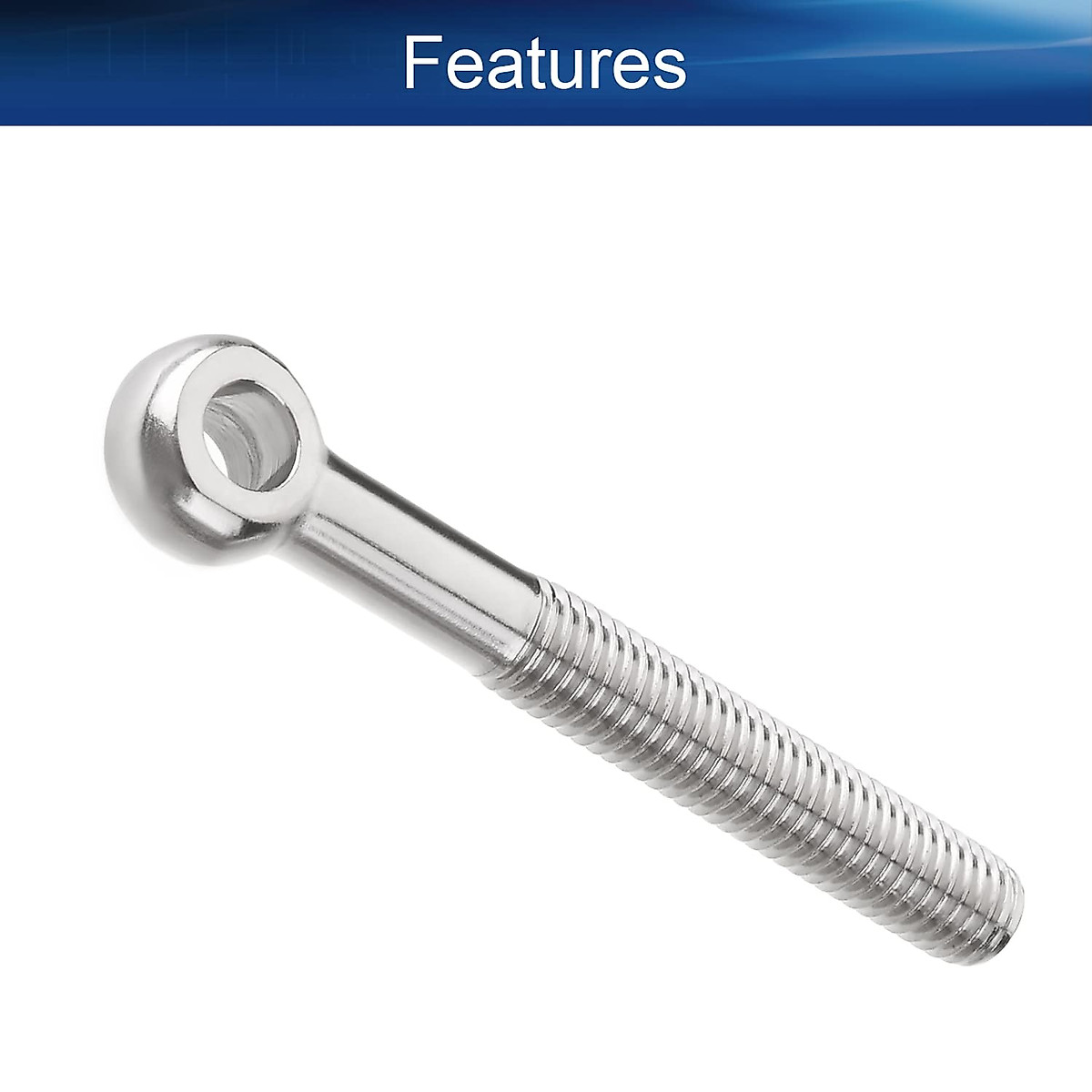 Yinpecly M10x80mm Eye Shape Bolt, 304 Stainless Steel Fish Eye Bolt, Lifting Ring Eye Bolts, 8mm x 18mm(IDxOD) Closed Rod Eye Screw Bolts Metric Thread, 2Pcs