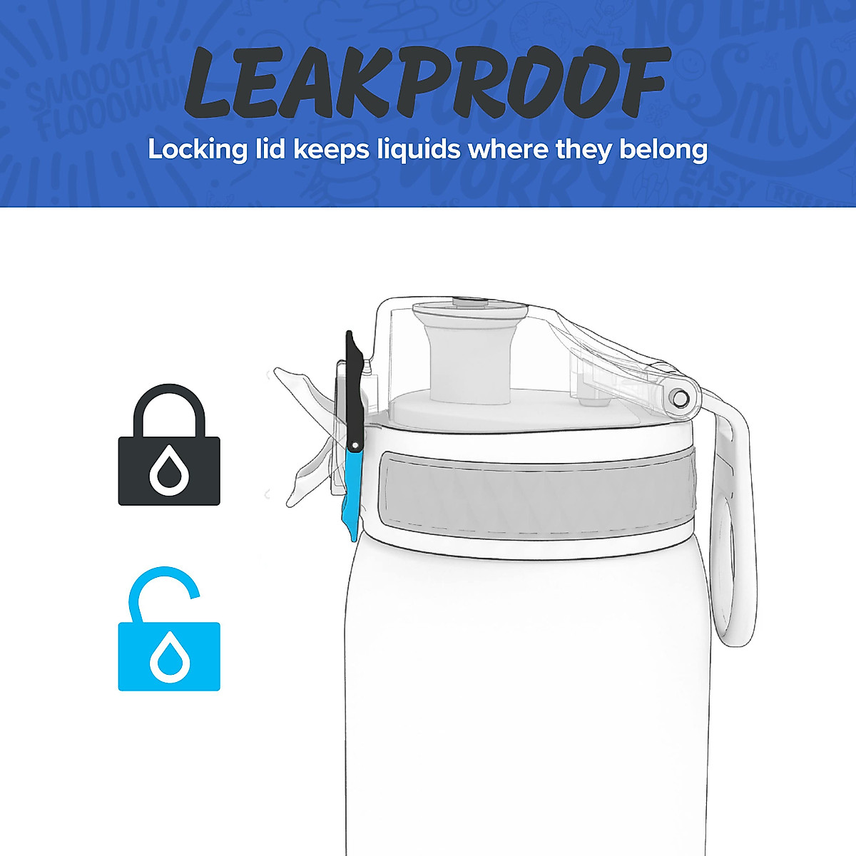 Ion8 Pod Leak Proof BPA Free Kids Water Bottle, 350ml (12 oz), Frosted Navy (B074W4BDG4)