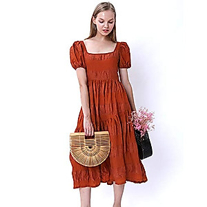 Miuco Womens Bamboo Handbag Handmade Large Tote Bag Size Small