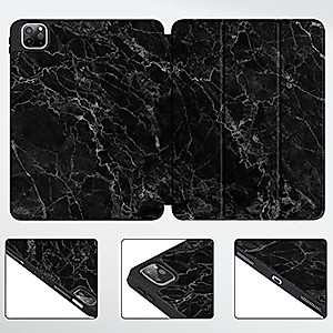 Tuiklol Case for M2 iPad Pro 12.9 inch Generation 6th/5th/4th/3rd 2022 2021 2020 2018 Release - Built in Pencil Holder Slim Protective Stand Back Cover with Auto Wake/Sleep iPad Cover,Marble