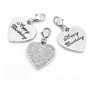 Sexy Sparkles Clip on Happy Birthday Birthstone on Heart Bead for European Jewelry with Lobster Clasp