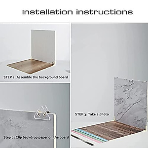 iProTech 9PCS 18Patterns Big 24x24IN Double Sided 3D Product Photography Background Boards with 4 brakets, Waterproof Reusable Photo Backdrop Props for Food Jewelry Cosmetics (Blue Pink Black)