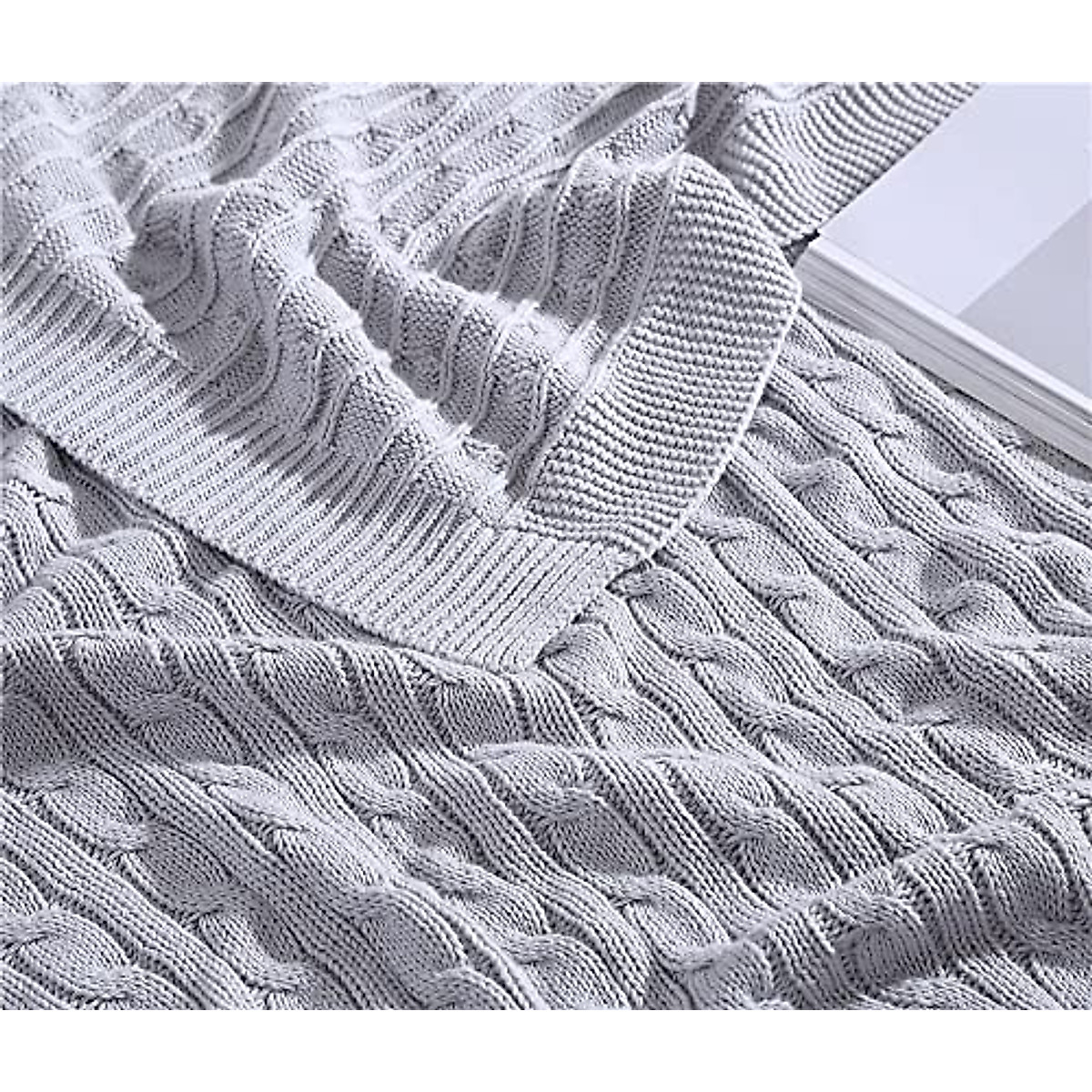 The Nesting Company – Oak 100% Cotton Cable Knit 50" x 70" Throw Blanket (Gray)